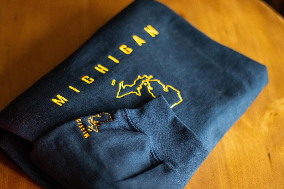 Cozy Embroidered Michigan Sweatshirt Unique State Gift for Fall - Etsy