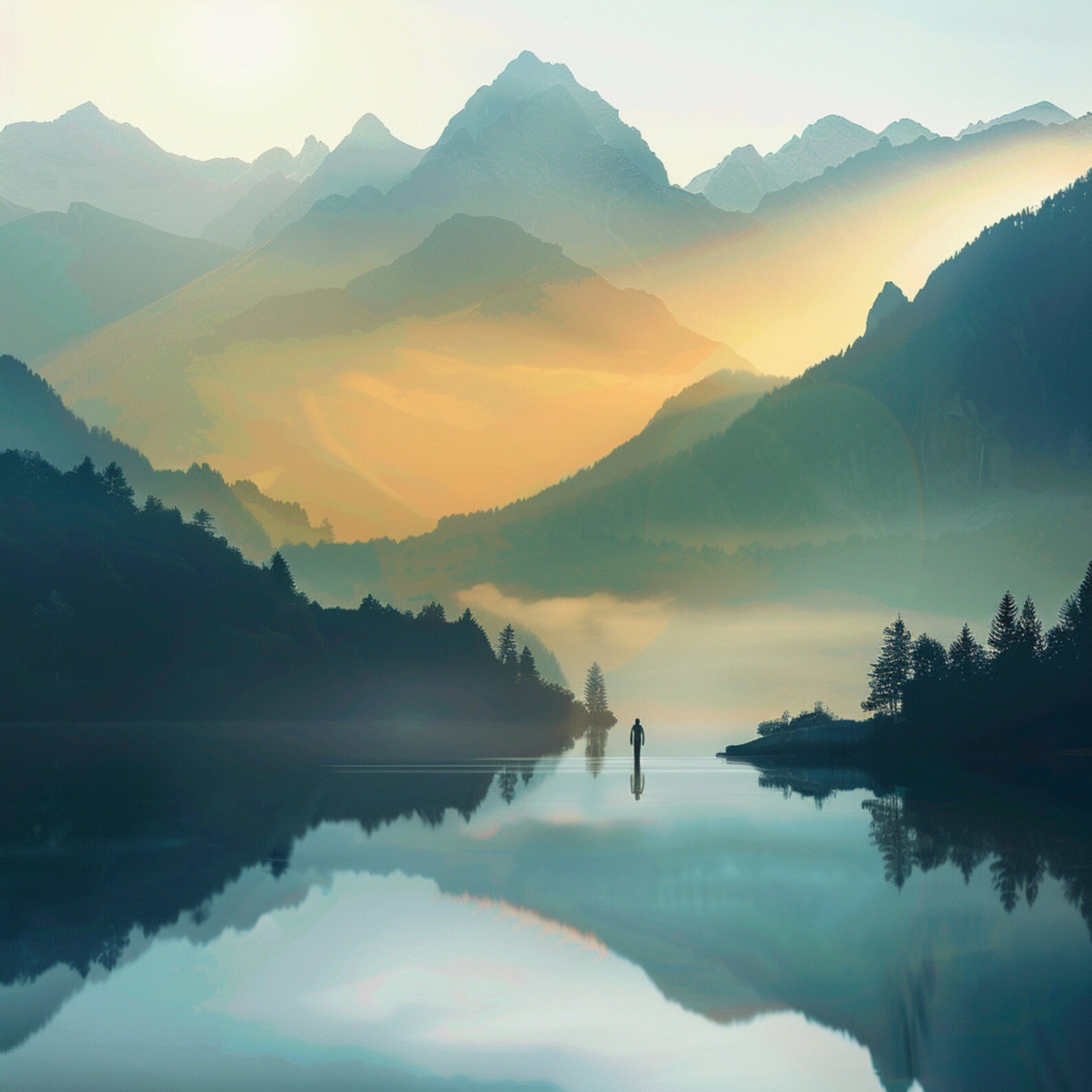 24 Serene Mountain Sunrise Clipart, Peaceful Dawn Illustration ...