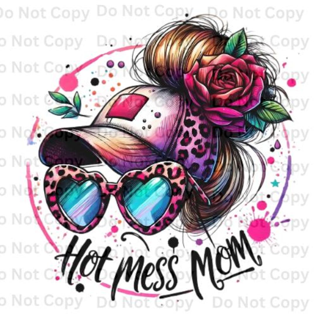 Hot Mess Mom Messy Bun DTF Transfer Print for T-shirt - Etsy