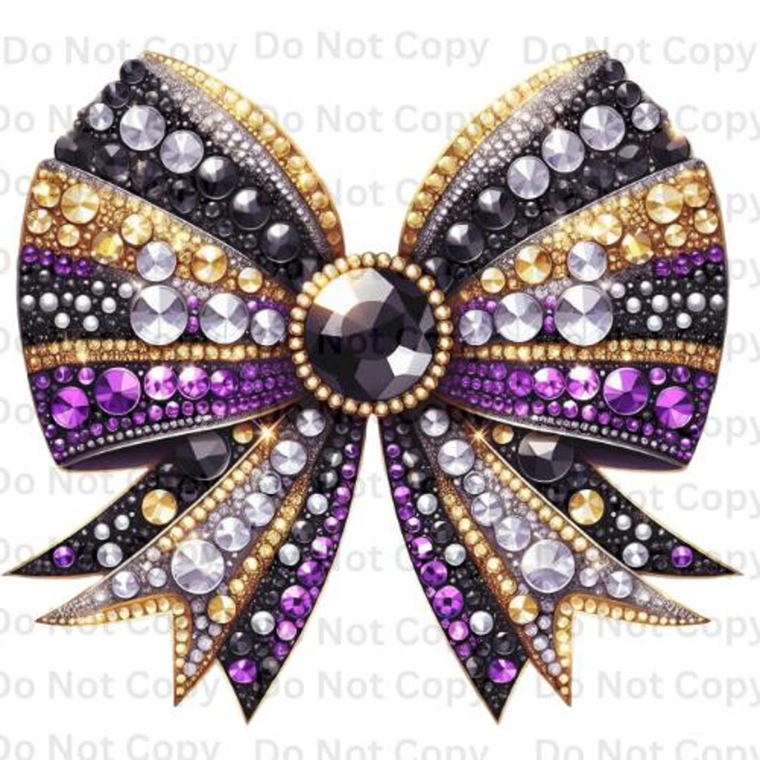 Colorful Rhinestone Bows Number 1-9 to Choose From DTF Transfer Print ...