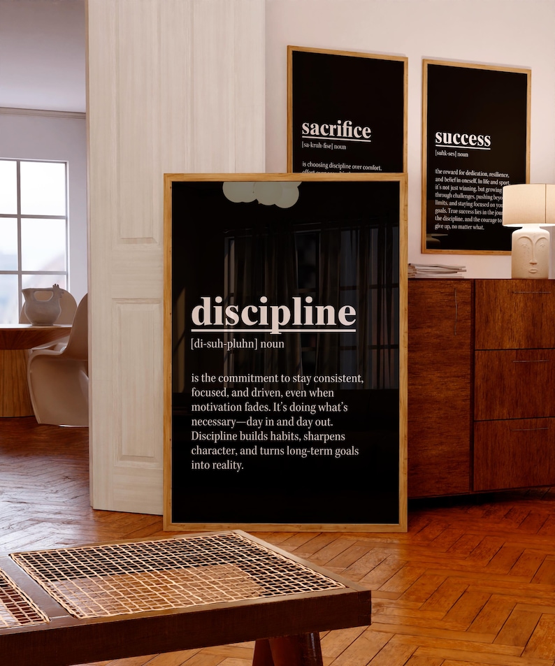 Discipline Poster, Sacrifice Print, Success Wall Art, Motivational ...