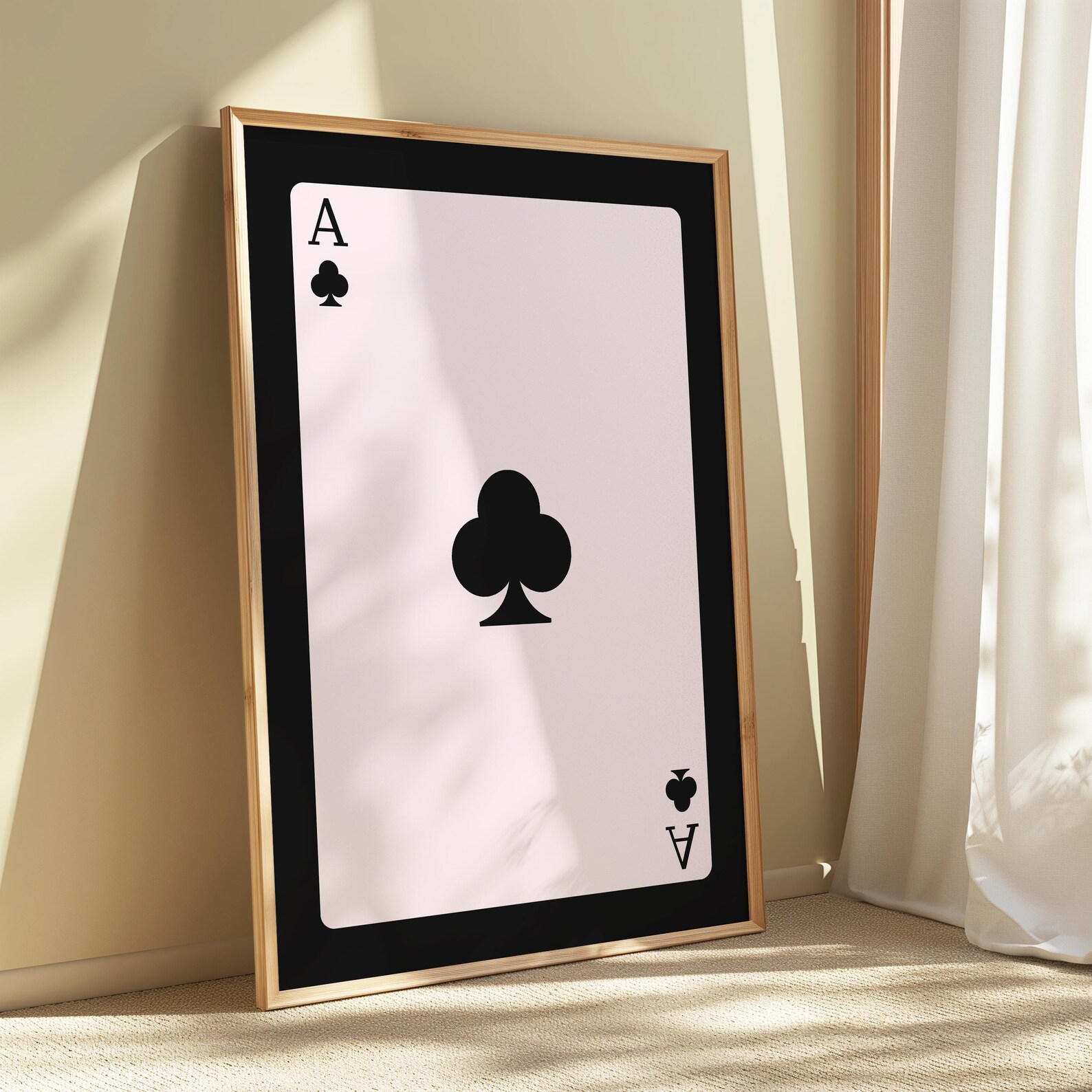 Ace of Clubs Poster Playing Card Print Black White Wall Art Game Room ...