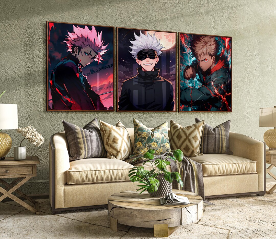 Jujutsu Kaisen Poster Set of 3, JJK Anime Wall Art, Satoru Gojo ...
