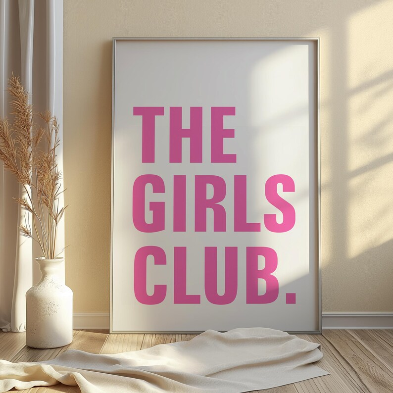 The Girls Club Poster, Teen Girl Room Decor, Wall Art for Girls, Pink ...