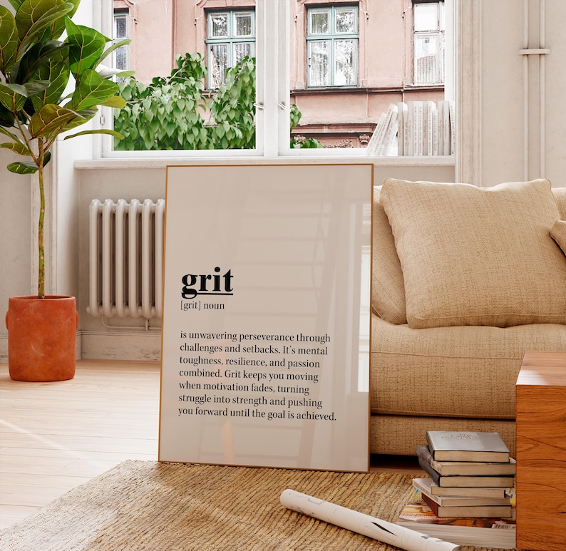 Grit Definition Wall Art | Motivational Poster, Gym Decor - Etsy