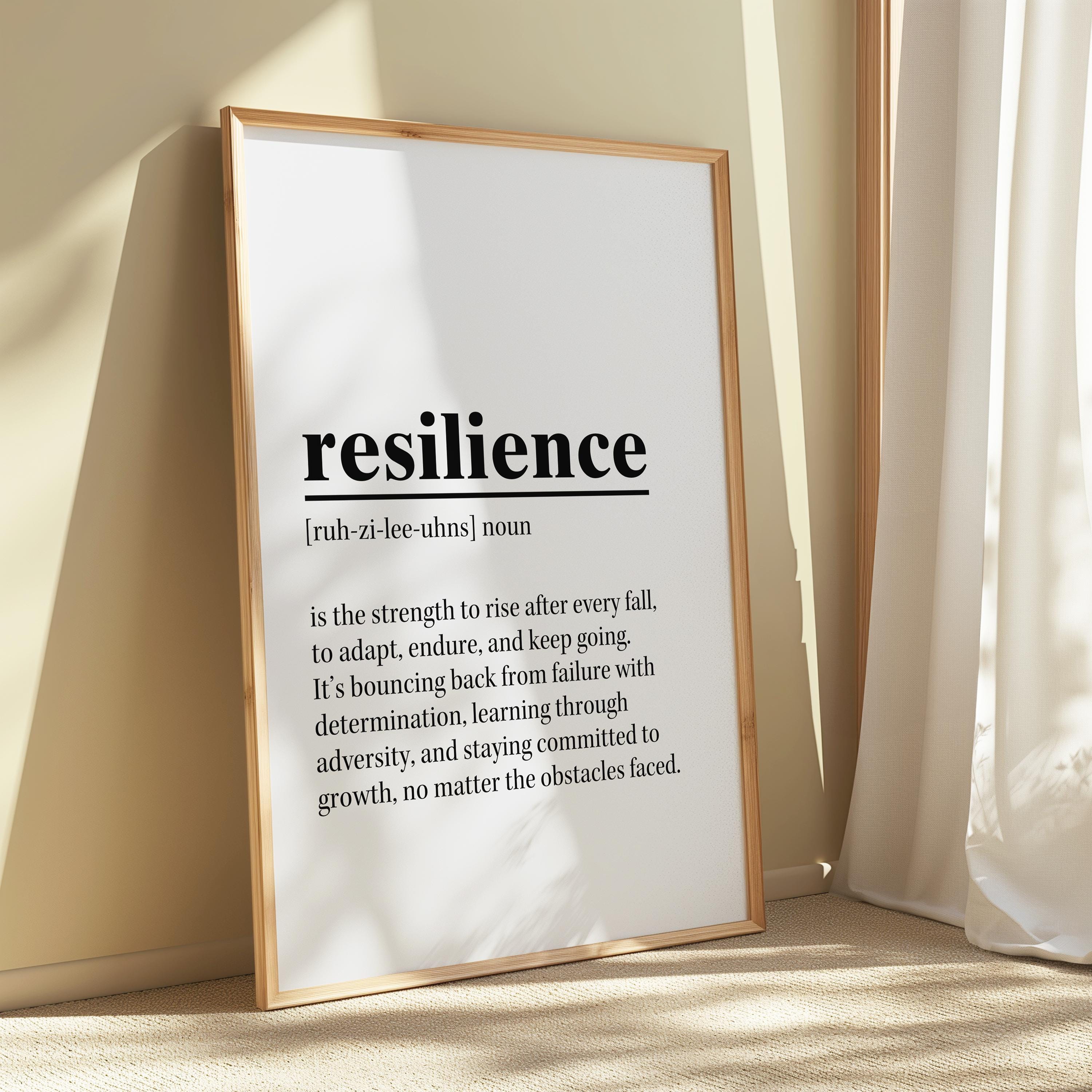 Resilience Definition Poster, Motivational Wall Art, Gym Motivation ...