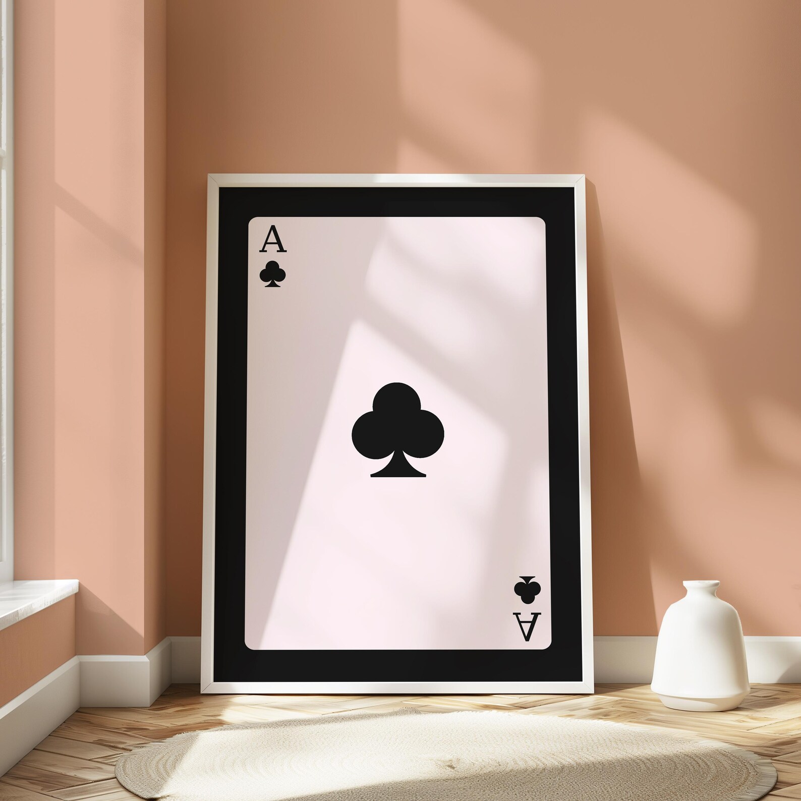 Ace of Clubs Poster Playing Card Print Black White Wall Art Game Room ...