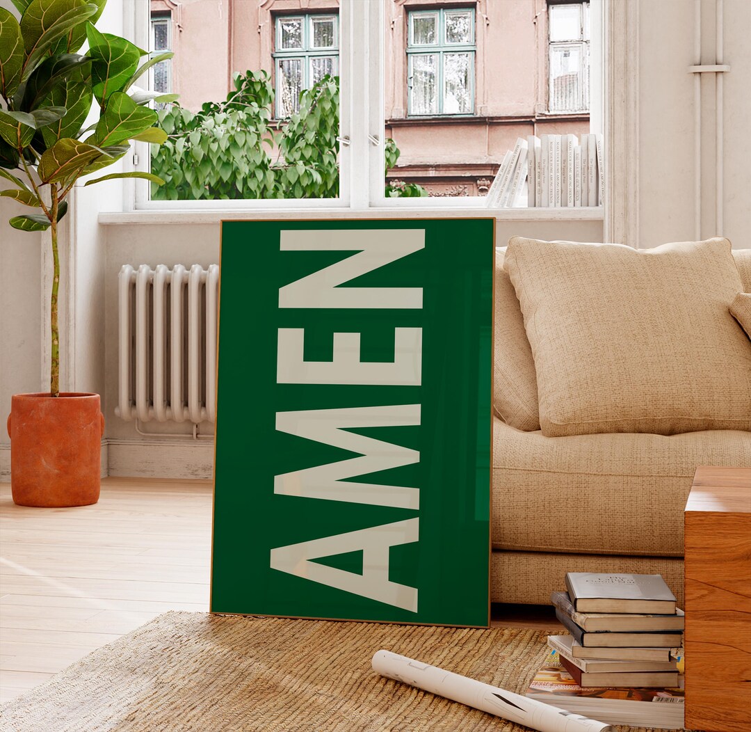 Amen Poster, Green Poster, Dorm Religious Poster, Christian Gifts ...