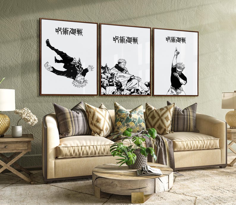 Jujutsu Kaisen Poster Set of 3, JJK Anime Wall Art, Satoru Gojo ...