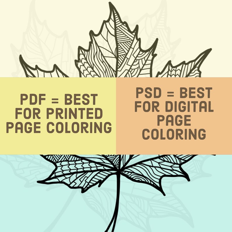 Cute Leaf Coloring Page|abstract Art|digital or Printed|pdf / PSD, Fun ...