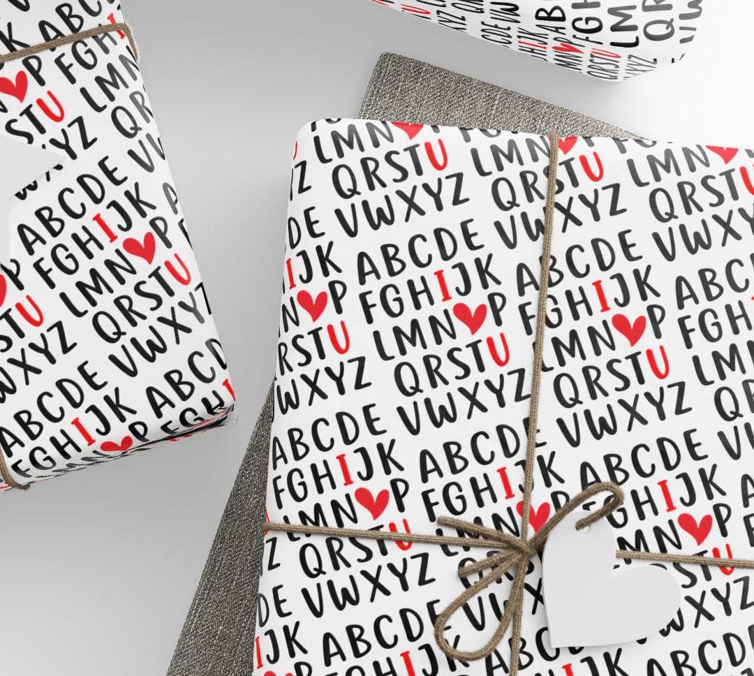 Alphabet i Love You Wrapping Papers White Unique Gift for Couples ...