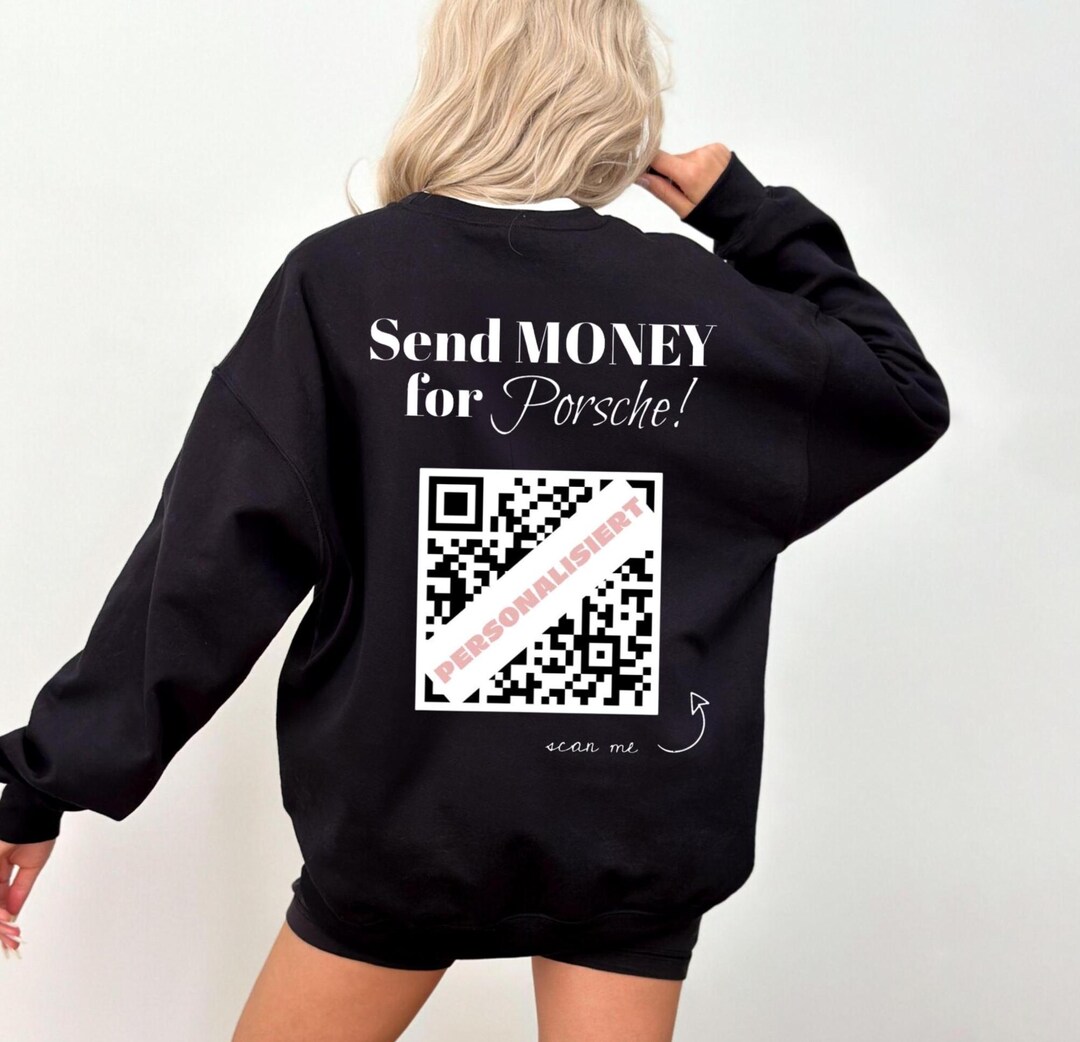 Send "money for Porsche" Custom QR Code Sweater • Personalized Banking ...