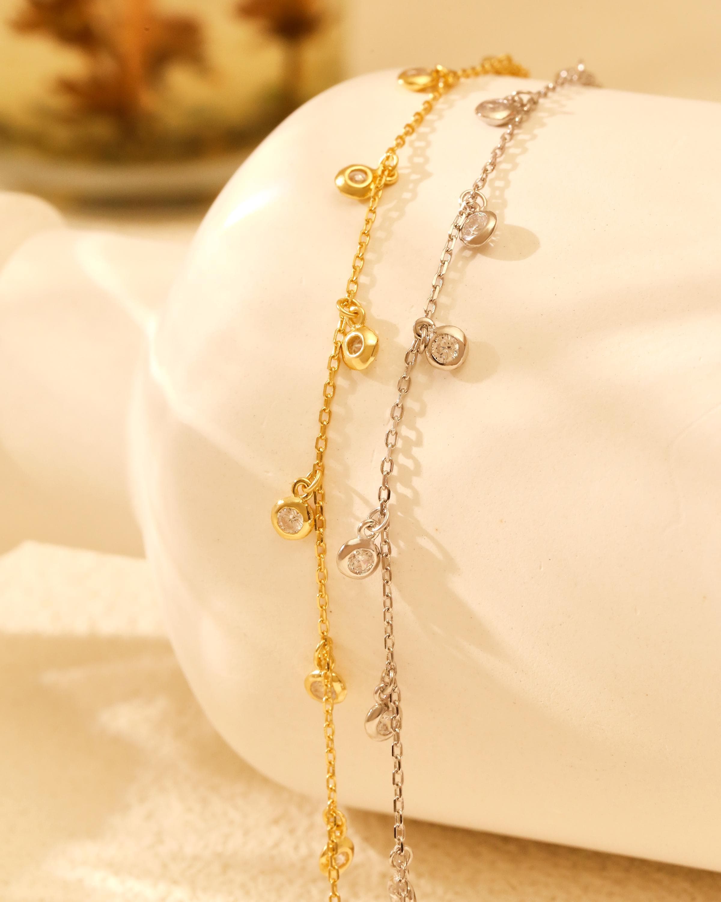 Dangling Diamond Bezel Bracelet,sterling Silver Bracelet,diamond ...