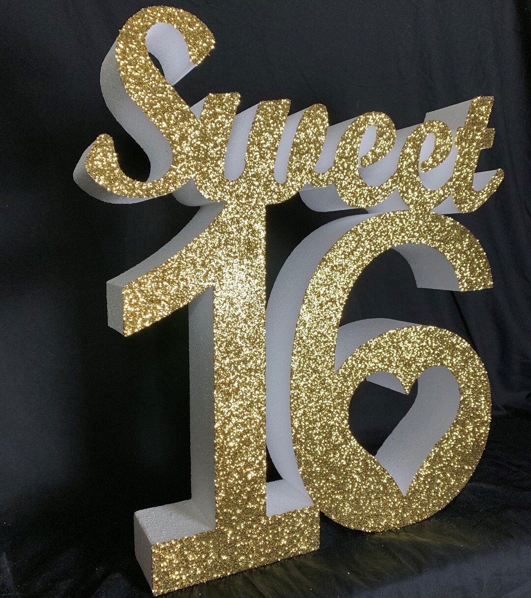 Sweet 16 Sixteen Birthday Decoration 60cm Tall Glittered Gold - Etsy