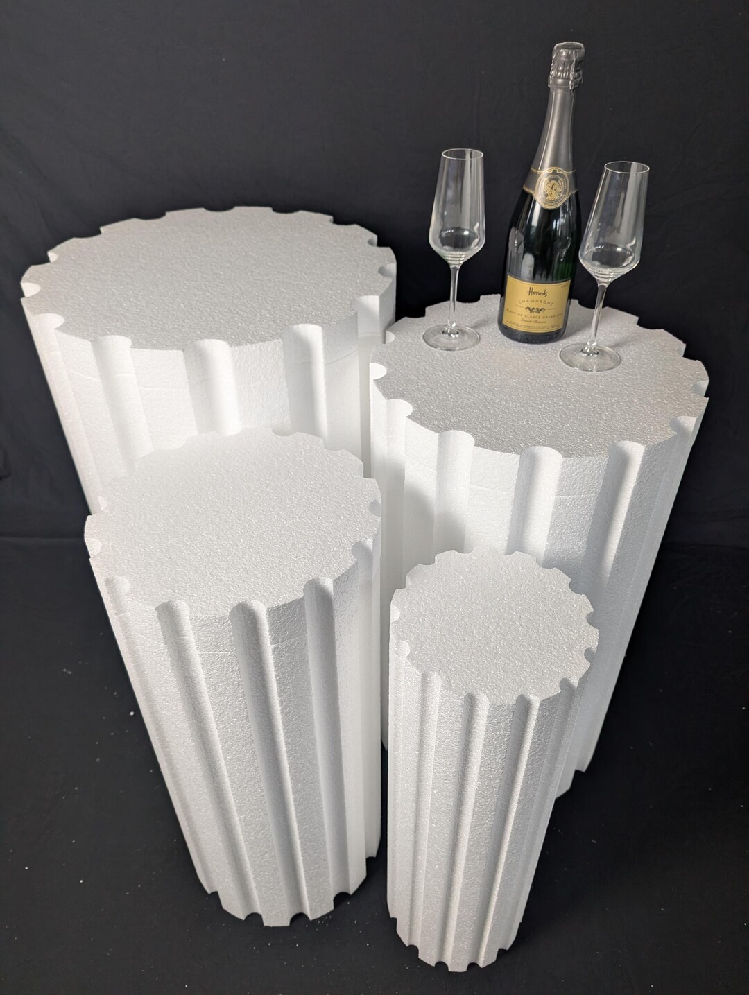 4 Stackable Polystyrene Roman Columns - Cake Stands - Birthday Props ...