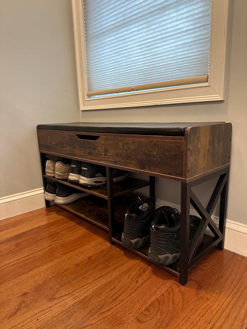 Wooden Shoe Rack Entryway Shoe Bench Lift Top Shoe Storage Bench ...