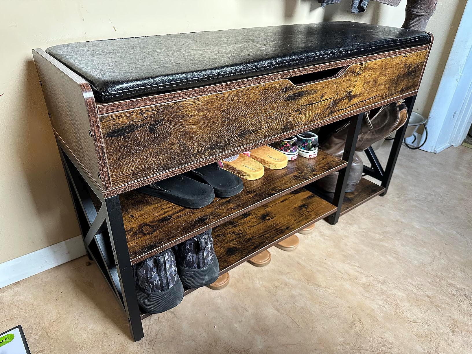 Wooden Shoe Rack Entryway Shoe Bench Lift Top Shoe Storage Bench ...