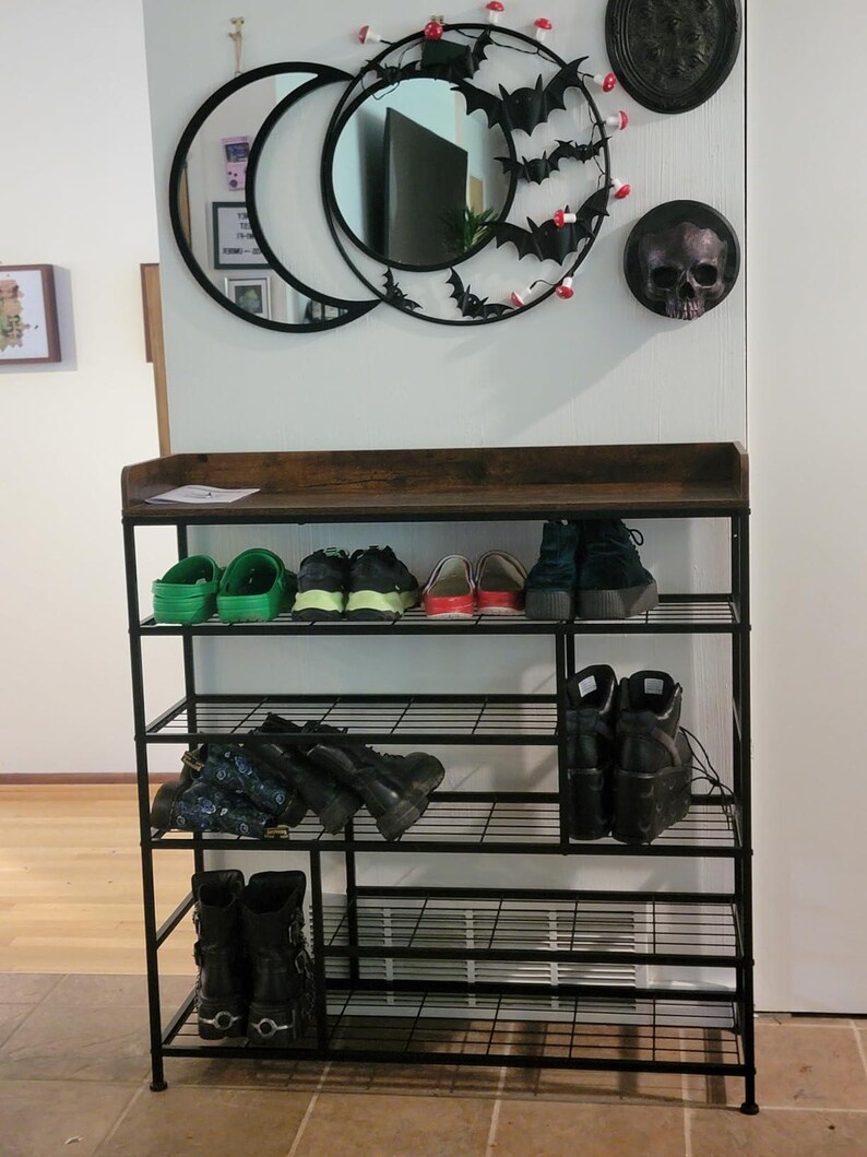 Wooden Shoe Rack Metal Shoe Rack Shoe Rack Entryway Shoe Shelf Shoe ...