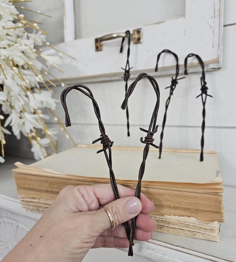 Vintage Barb Wire Candy Cane Ornaments - Rustic Farmhouse Christmas ...