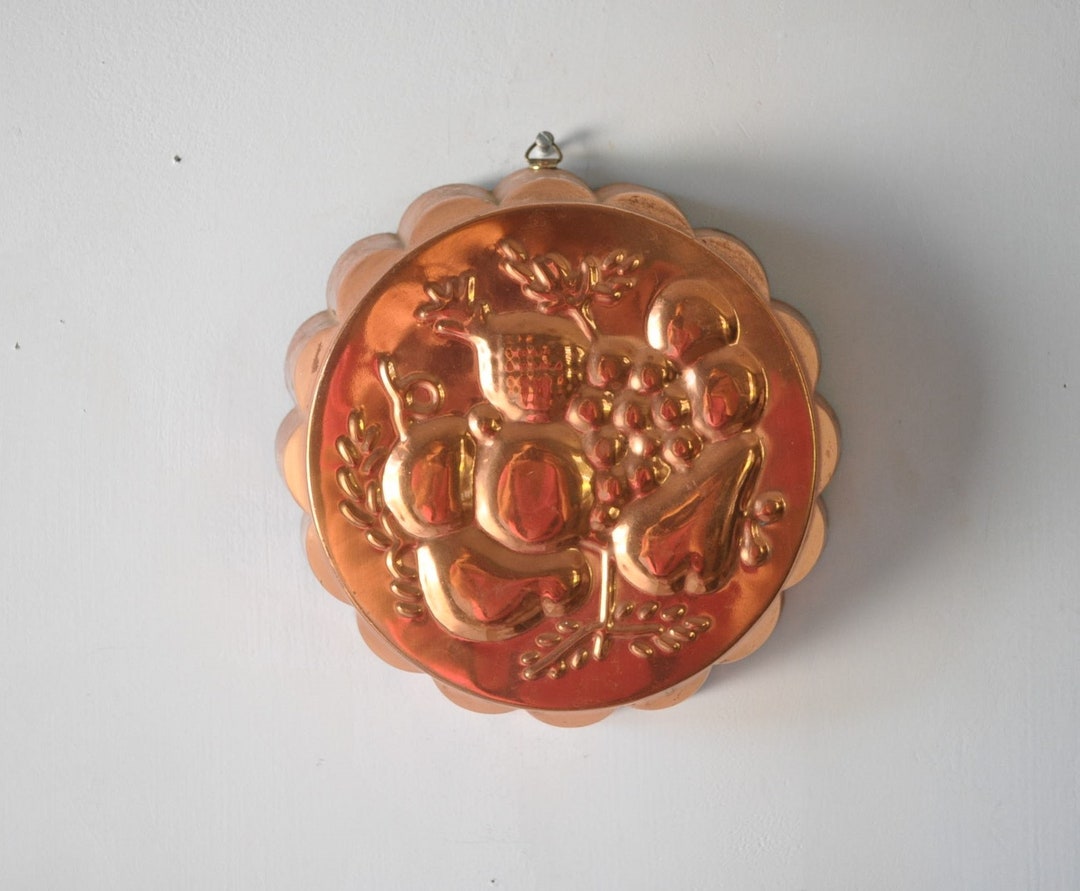 Antique Copper Pudding Mold: French Fruit Design, Primitive Kitchen ...