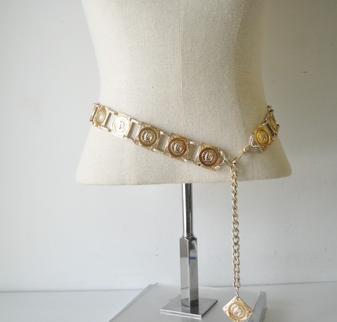 Vintage Boho Mid Century Gold Coin Belt / Bohemian Chain Belt / Hippie ...