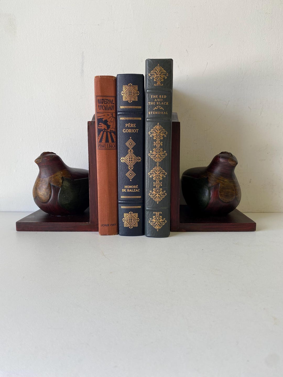 Vintage Set of Quail, Partridge Bird Wooden Bookends/ Bird Bookends ...