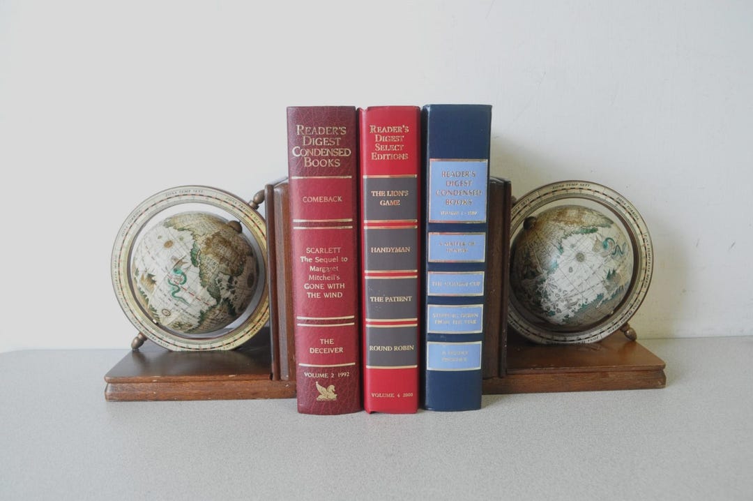 Adorable Set of Vintage Spinning Globe Old World Book Ends / Library ...