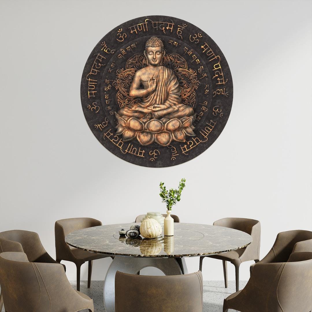 Buddha Mandala Circle Wall Mural With Sanskrit – Tranquil Decor for ...