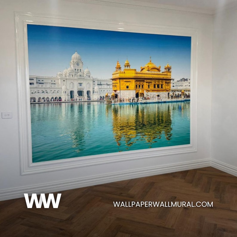 Golden Temple Reflection Wallpaper Sikh Religious Room - Etsy