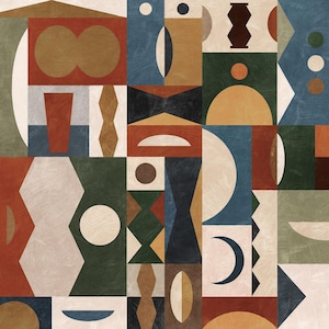 Geometric Abstract Wall Mural – Modern Color Block Wallpaper for Living ...