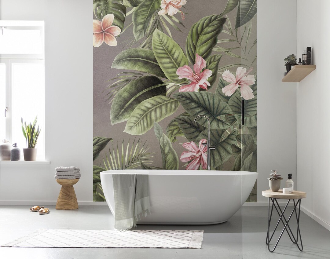 Tropical Greenery Wallpaper Mural – Exotic Palm Leaf Jungle Wall Art - Etsy