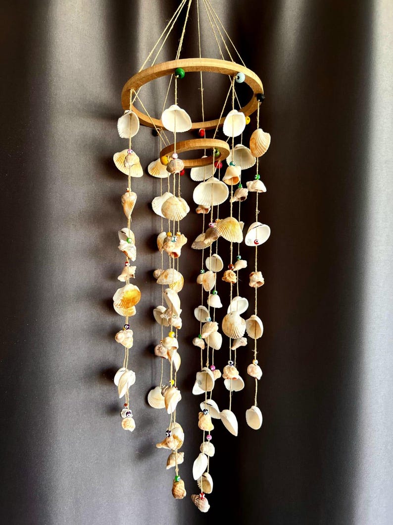Seashell Wind Chimes, Mediterranean Shells, Garden Wind Chime Decor ...