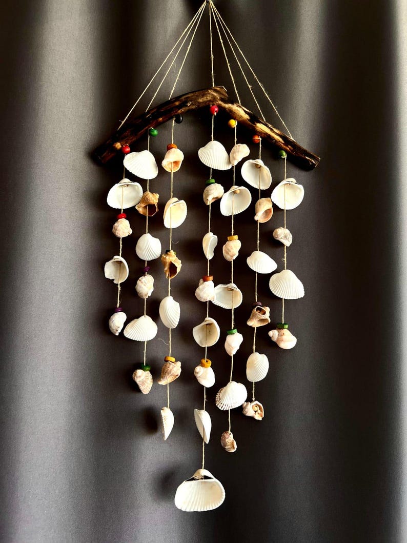 Seashell Wind Chimes, Mediterranean Shells, Garden Wind Chime Decor ...