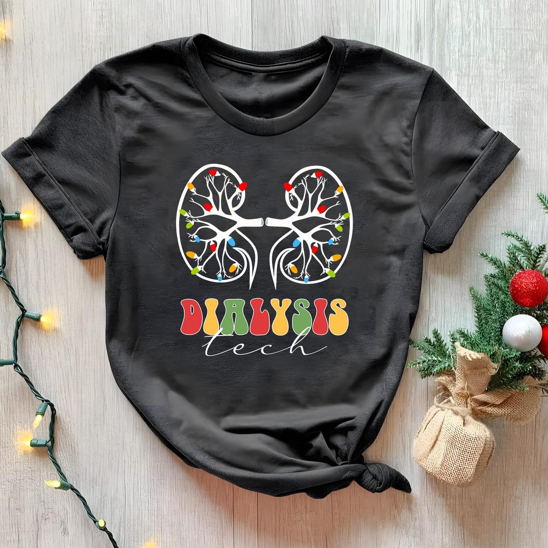 Kidney Christmas Lights Shirt, Dialysis Nurse Shirt, Dialysis Tech ...