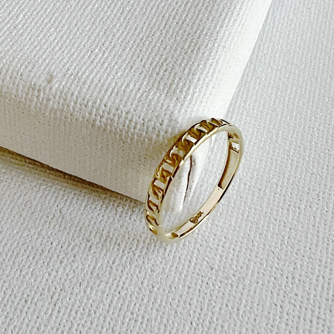 10K GOLD Curb Chain Design Ring Gold Curb Ring - Etsy