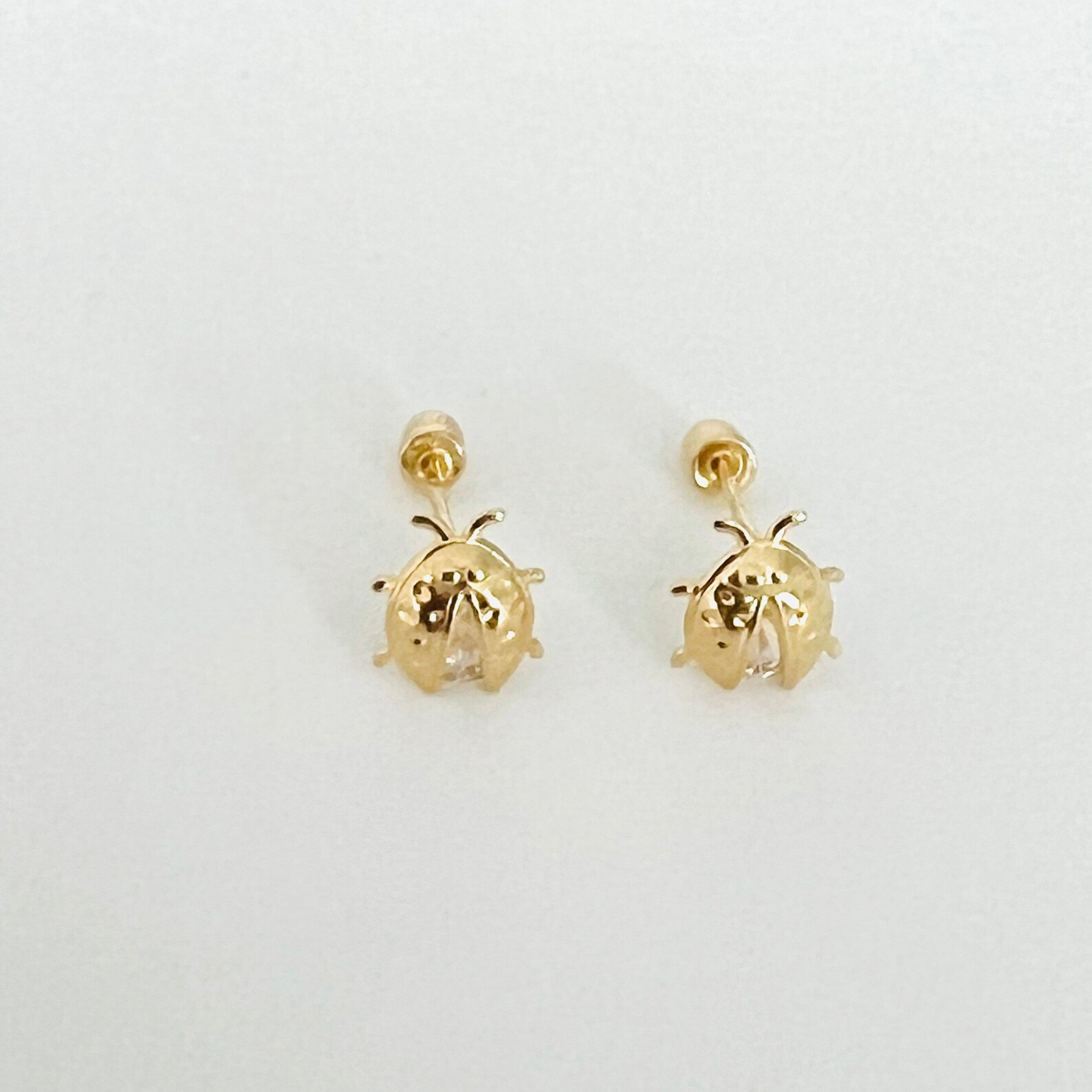 LADYBUG Stud Earrings 14K GOLD Ladybug Earrings Real Gold Ladybug ...