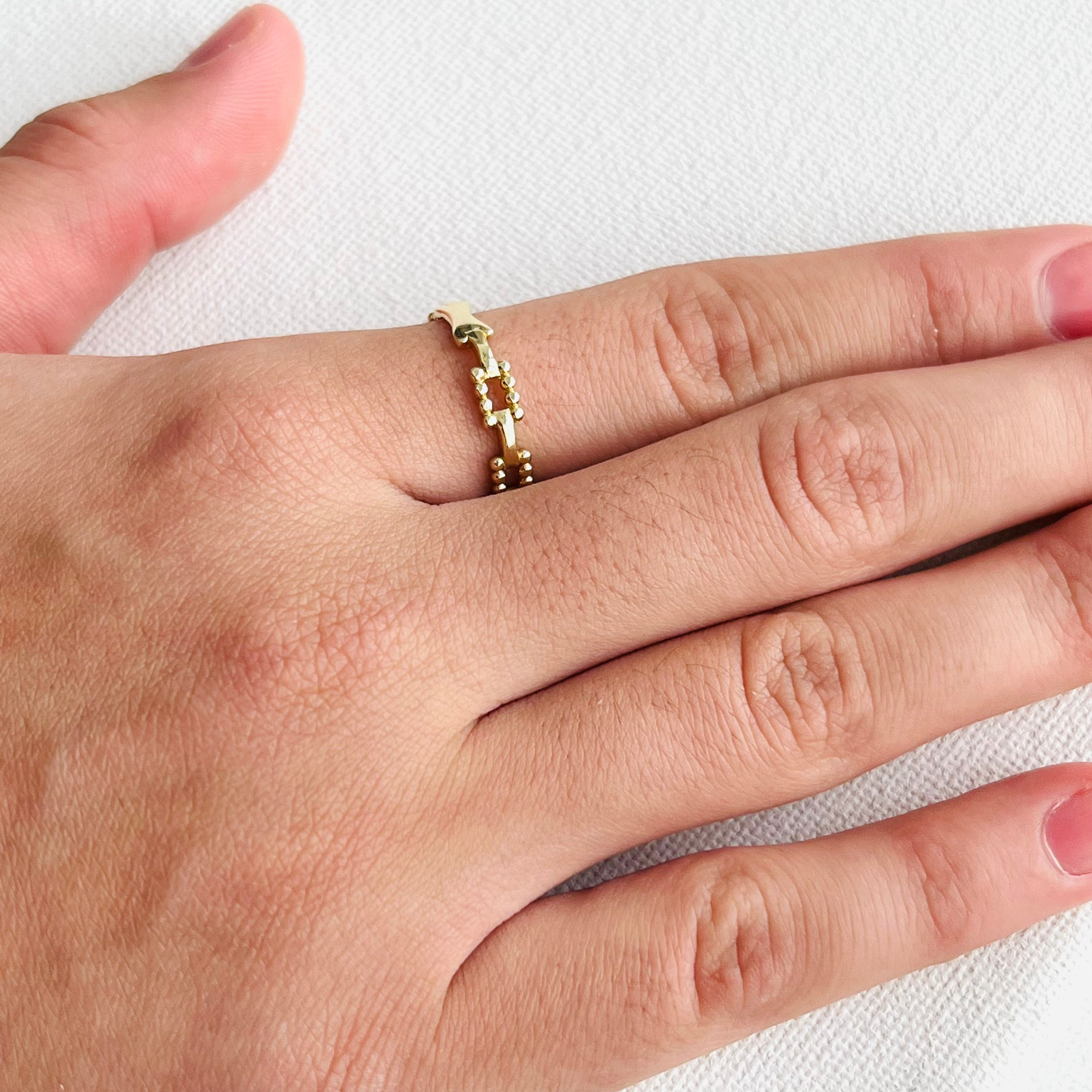 10K GOLD Link Chain Design Ring Gold Link Ring - Etsy