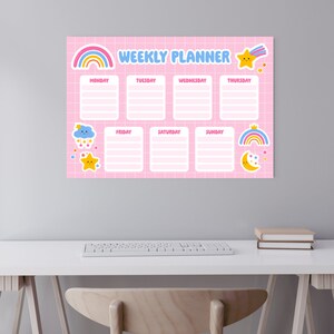 Printable Weekly Planner With Rainbows for Kids. Weekly Routine for ...