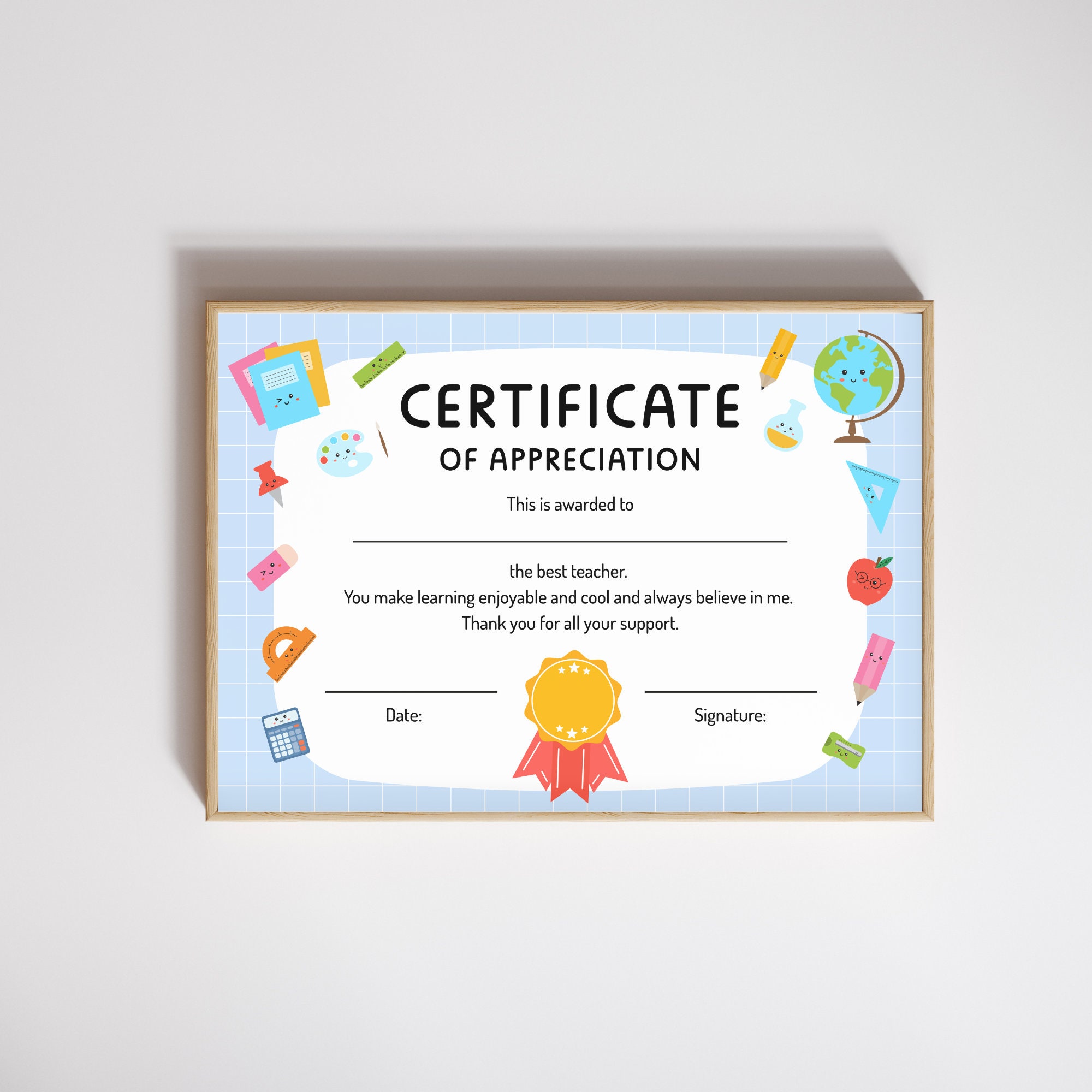 Teacher Appreciation Certificate. Best Teacher Award. Thank You Teacher ...