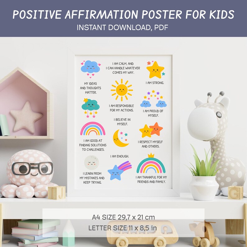 Positive Affirmation Poster for Kids. Daily Affirmations. I Am ...