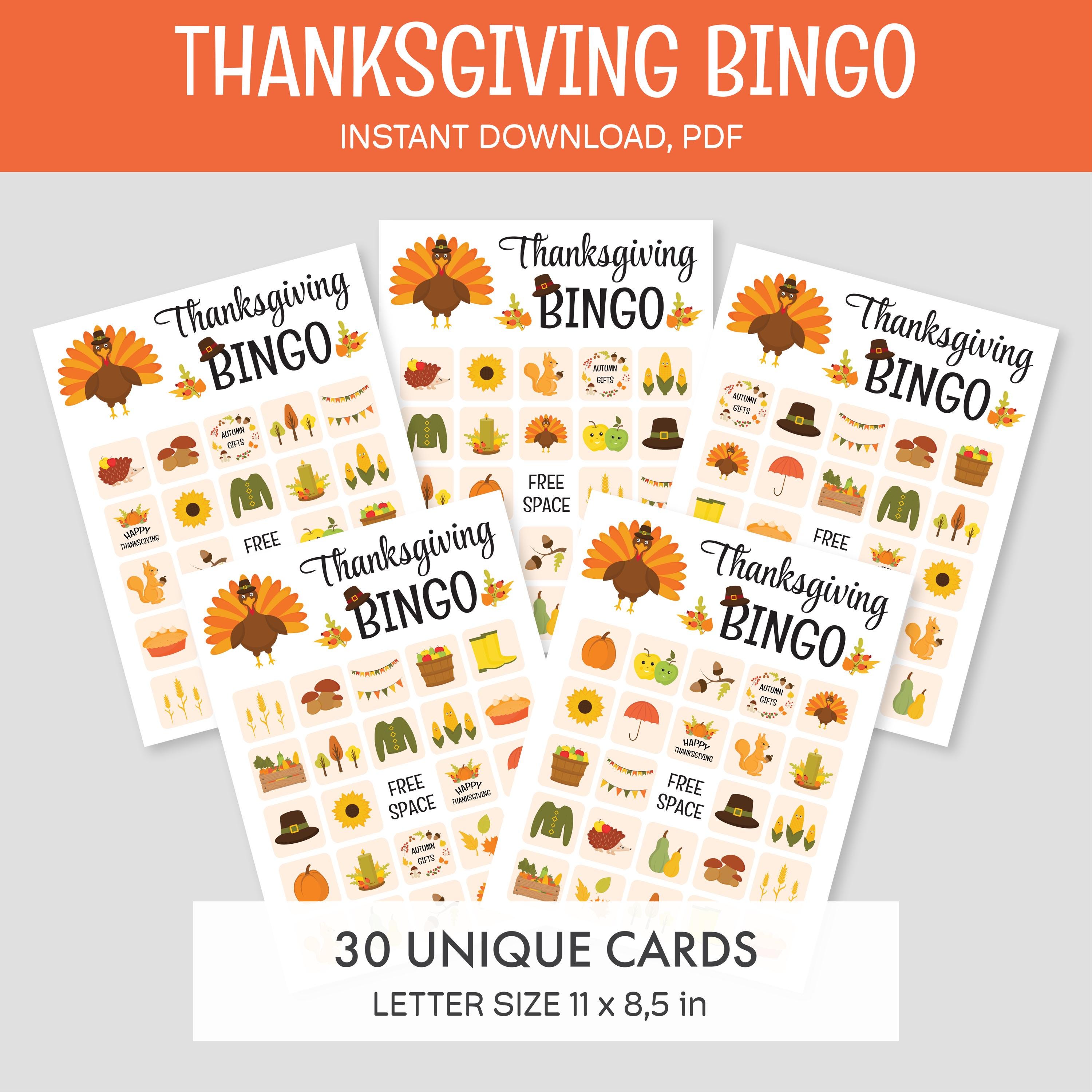 Thanksgiving Bingo. 30 Thanksgiving Bingo Cards. Family Thanksgiving ...