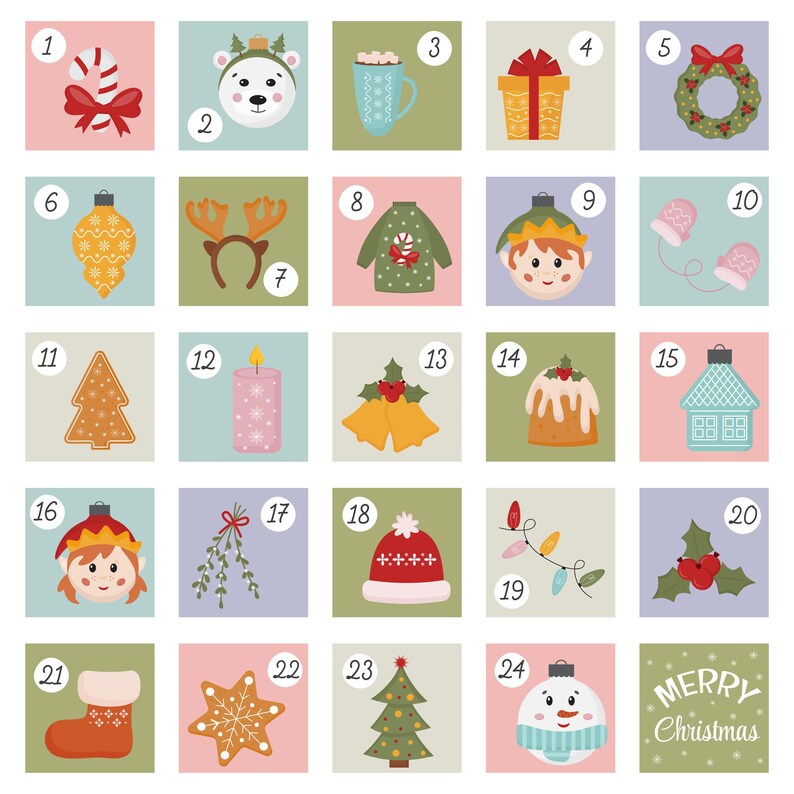 Printable Advent Calendar. Printable Advent Labels and Tags. Christmas ...