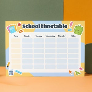 School Timetable for Kids. Printable Weekly Class Schedule. Printable ...
