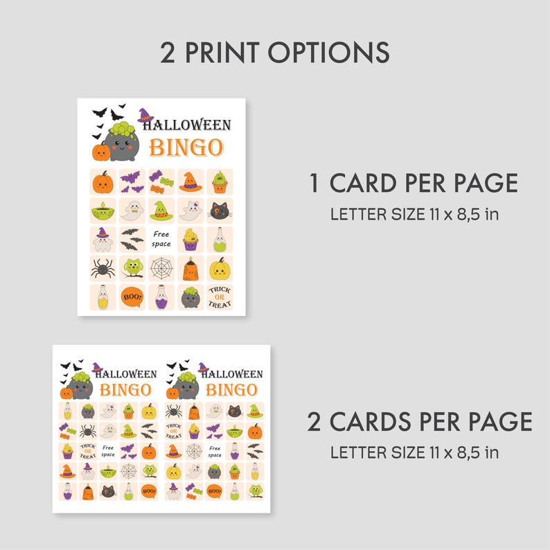 Halloween Bingo. 30 Printable Bingo Cards. Halloween Activity and Party ...