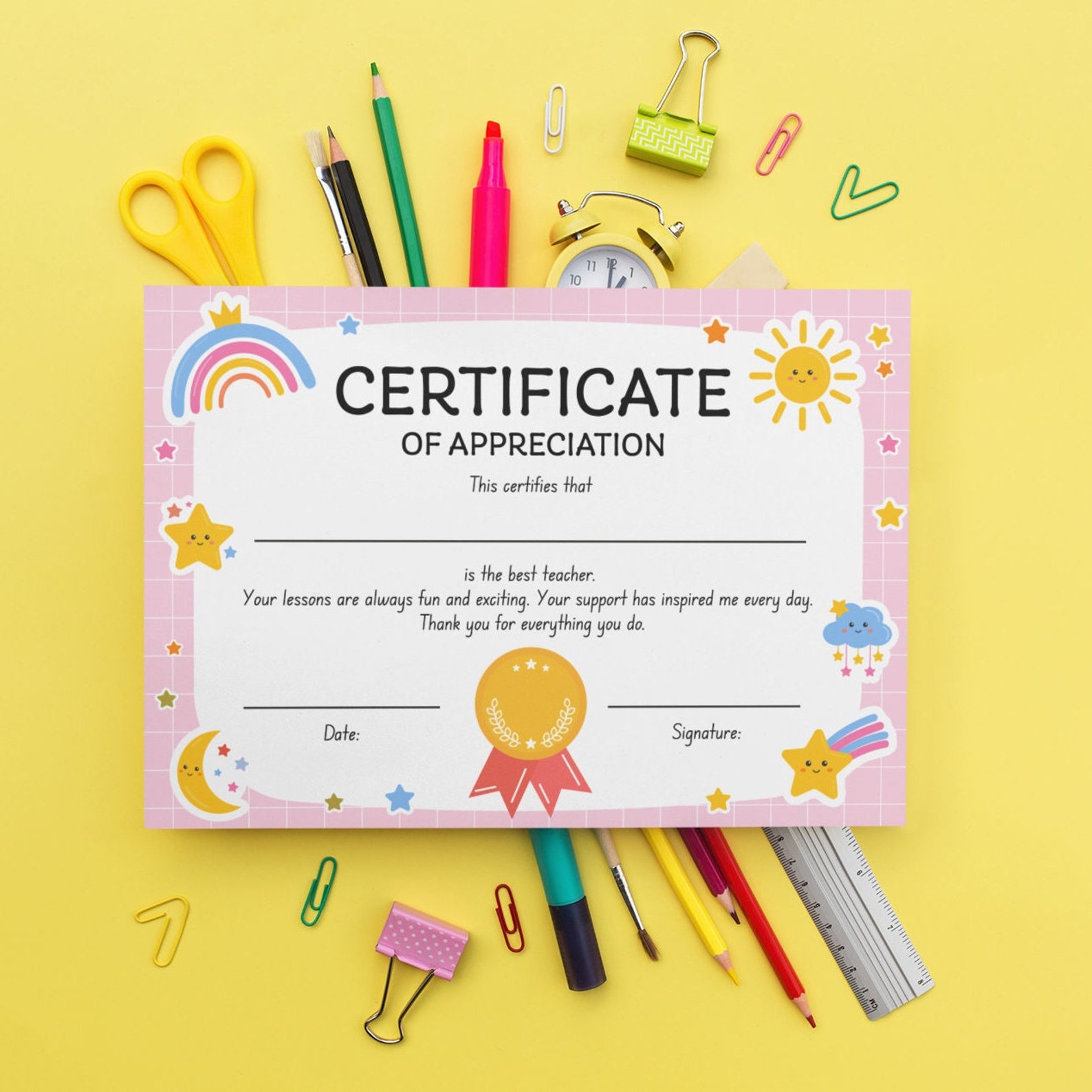 Certificate of Appreciation for the Best Teacher. Personalized Teacher ...