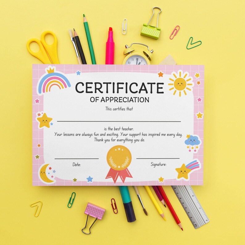 Certificate of Appreciation for the Best Teacher. Personalized Teacher ...