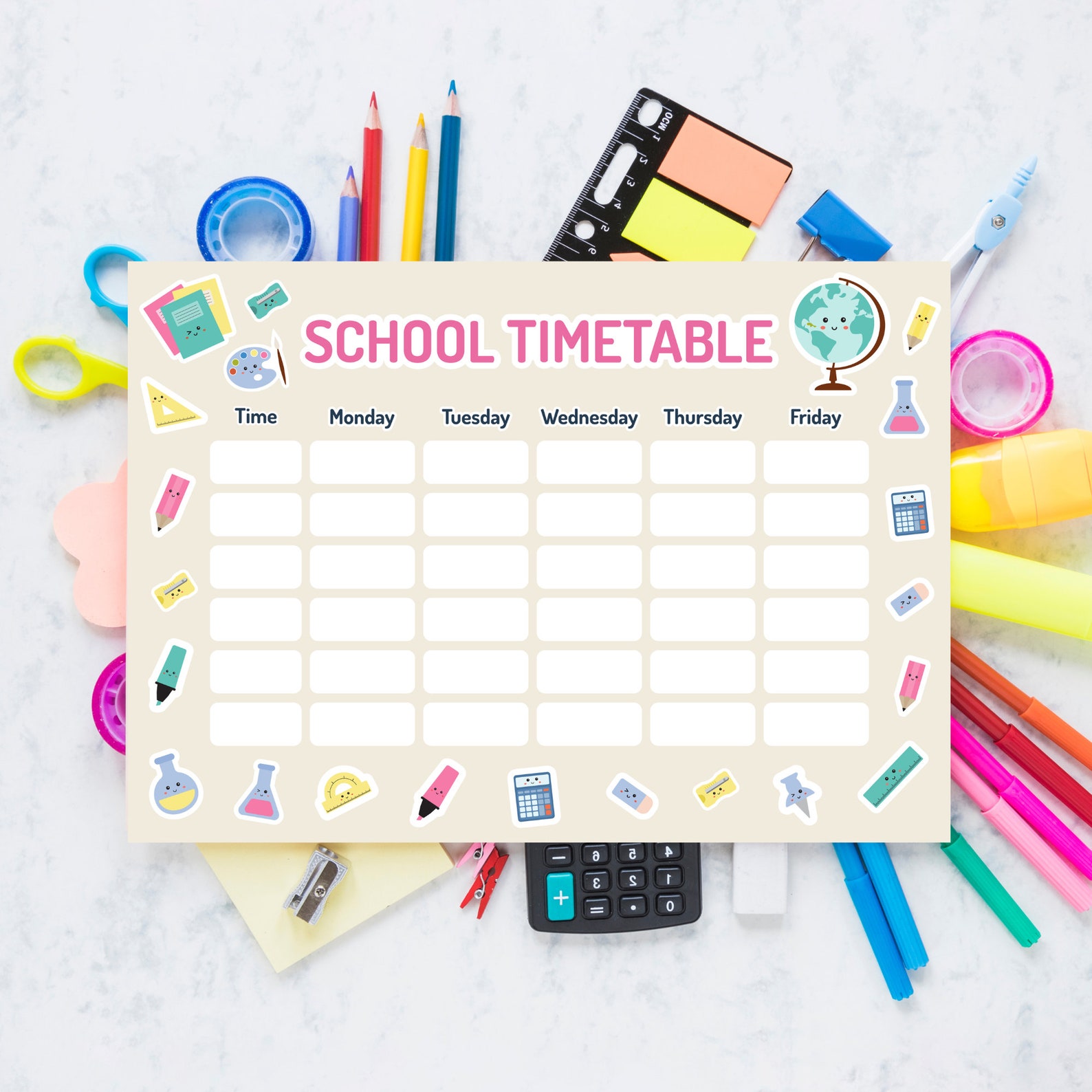 Printable School Timetable. School Planner for Kids. Back to School ...
