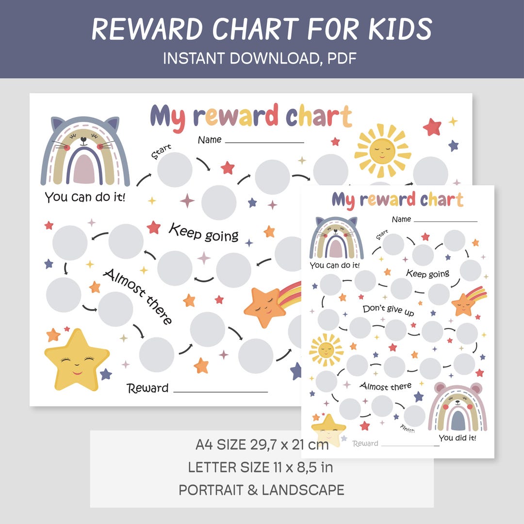 Printable Reward Chart. Kids Reward Chart. Responsibility Chart. Chore ...