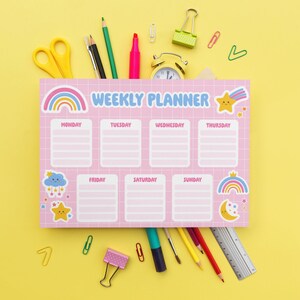 Printable Weekly Planner With Rainbows for Kids. Weekly Routine for ...