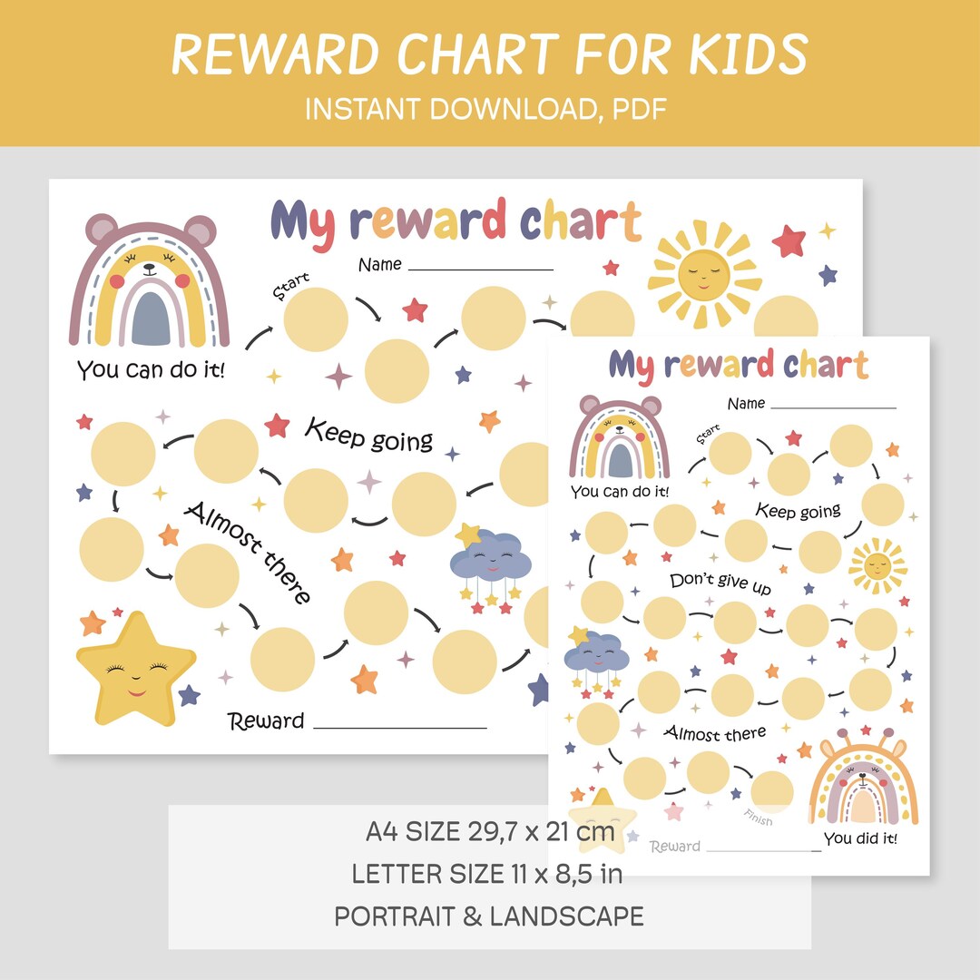 Printable Rainbow Reward Chart. Reward Chart for Kids. Kids Behavior ...
